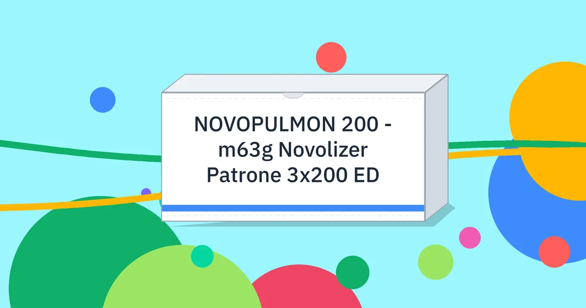 Symbolbild: Packung mit der Aufschrift NOVOPULMON 200 -m63g Novolizer Patrone 3x200 ED (PZN 04972941) – Verfügbarkeit und Bezug in Apotheken in Frankfurt am Main