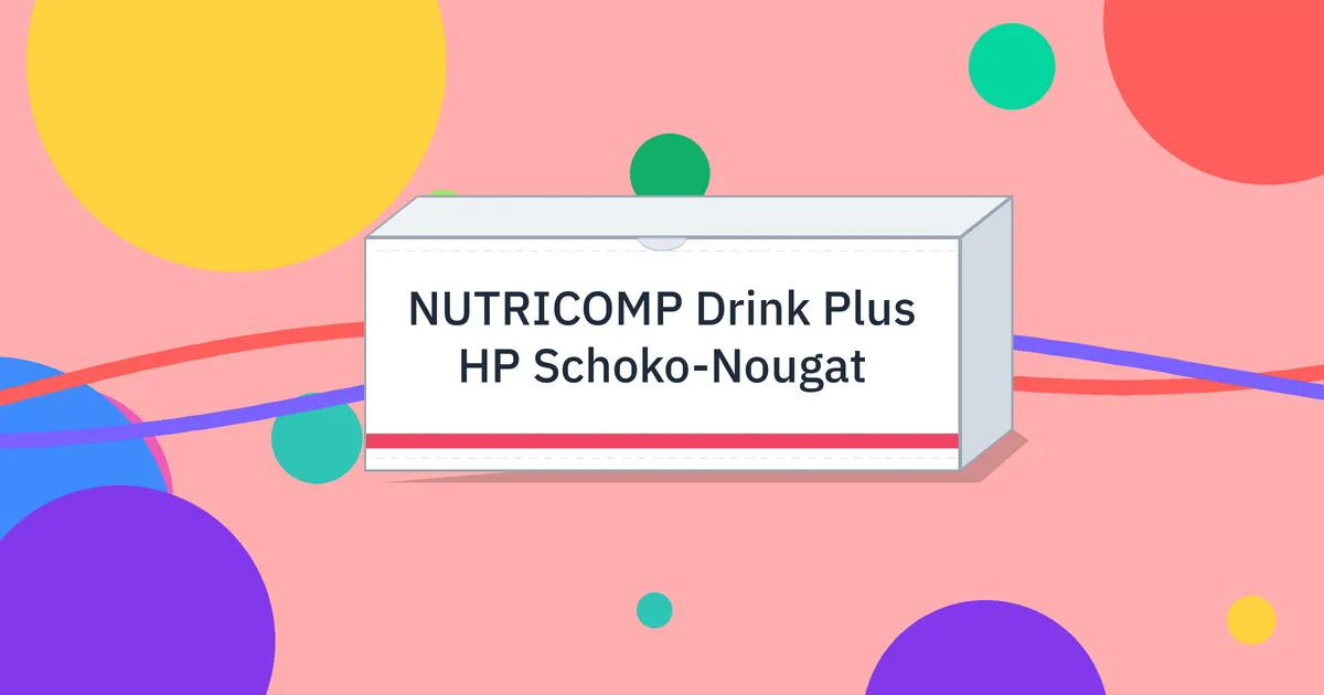 Symbolbild: Packung mit der Aufschrift NUTRICOMP Drink Plus HP Schoko-Nougat (PZN 11139505) – Verfügbarkeit und Bezug in Apotheken in Frankfurt am Main