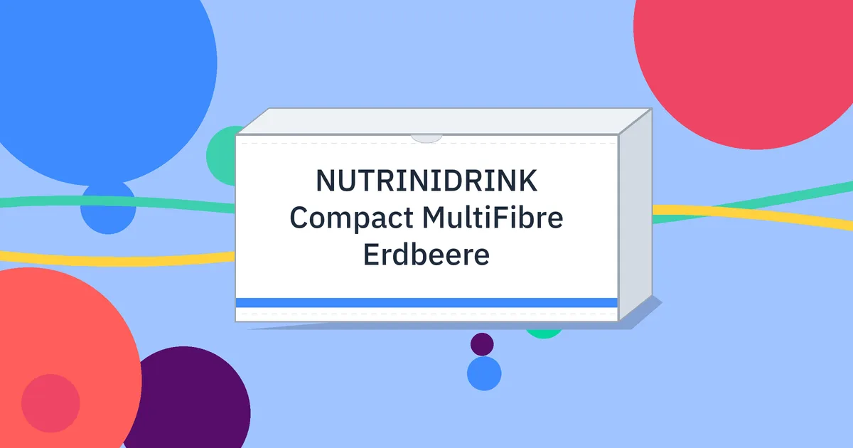 Symbolbild: Packung mit der Aufschrift NUTRINIDRINK Compact MultiFibre Erdbeere (PZN 14400163) – Verfügbarkeit und Bezug in Apotheken in Frankfurt am Main
