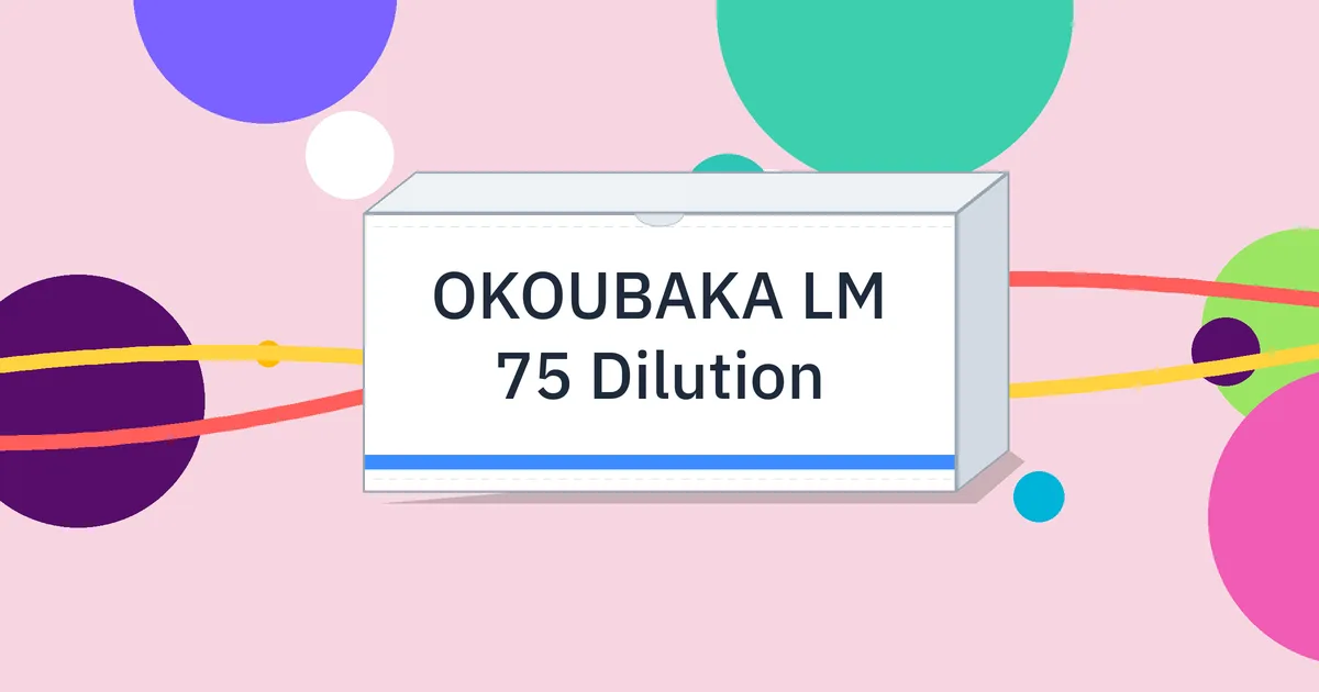 Symbolbild: Packung mit der Aufschrift OKOUBAKA LM 75 Dilution (PZN 12970991) – Verfügbarkeit und Bezug in Apotheken in Frankfurt am Main