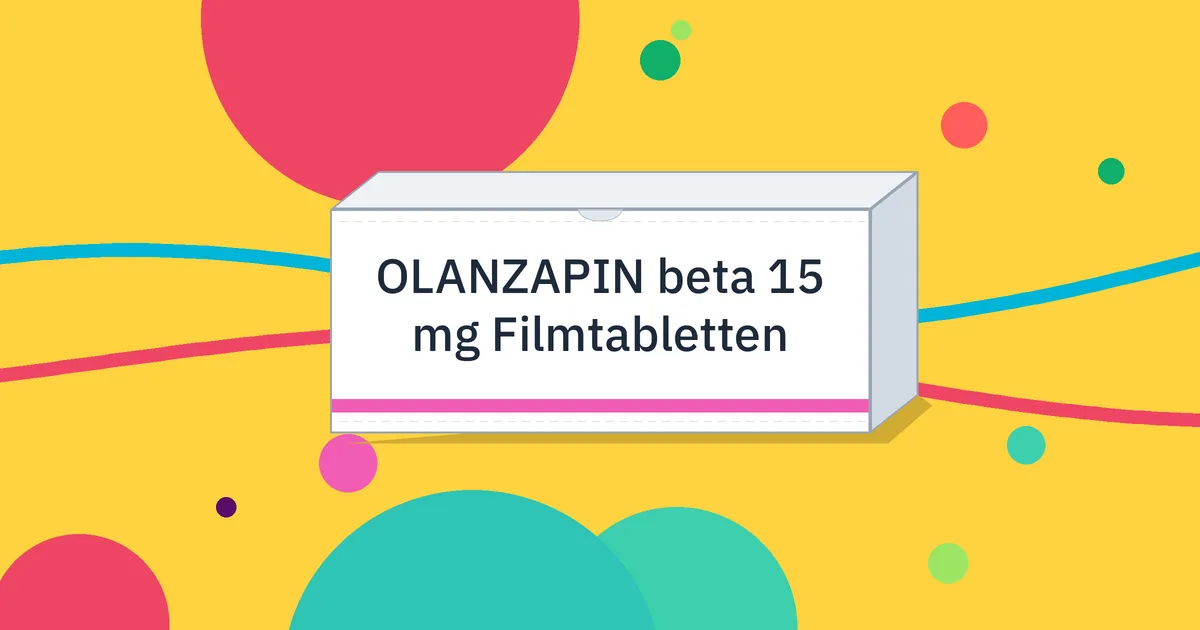 Symbolbild: Packung mit der Aufschrift OLANZAPIN beta 15 mg Filmtabletten (PZN 08832987) – Verfügbarkeit und Bezug in Apotheken in Frankfurt am Main