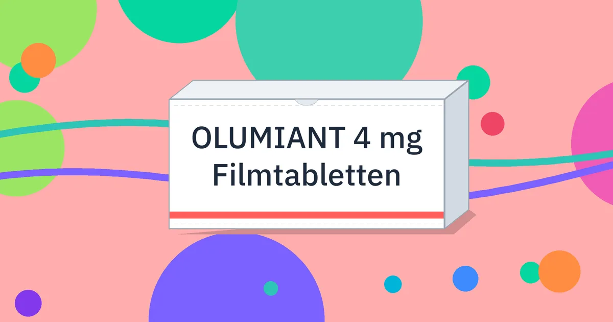 Symbolbild: Packung mit der Aufschrift OLUMIANT 4 mg Filmtabletten (PZN 14033368) – Verfügbarkeit und Bezug in Apotheken in Frankfurt am Main