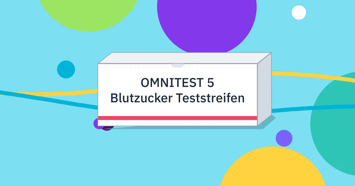 Symbolbild: Packung mit der Aufschrift OMNITEST 5 Blutzucker Teststreifen (PZN 13345953) – Verfügbarkeit und Bezug in Apotheken in Frankfurt am Main