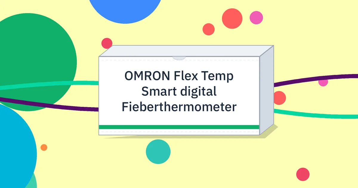 Symbolbild: Packung mit der Aufschrift OMRON Flex Temp Smart digital Fieberthermometer (PZN 05376460) – Verfügbarkeit und Bezug in Apotheken in Frankfurt am Main