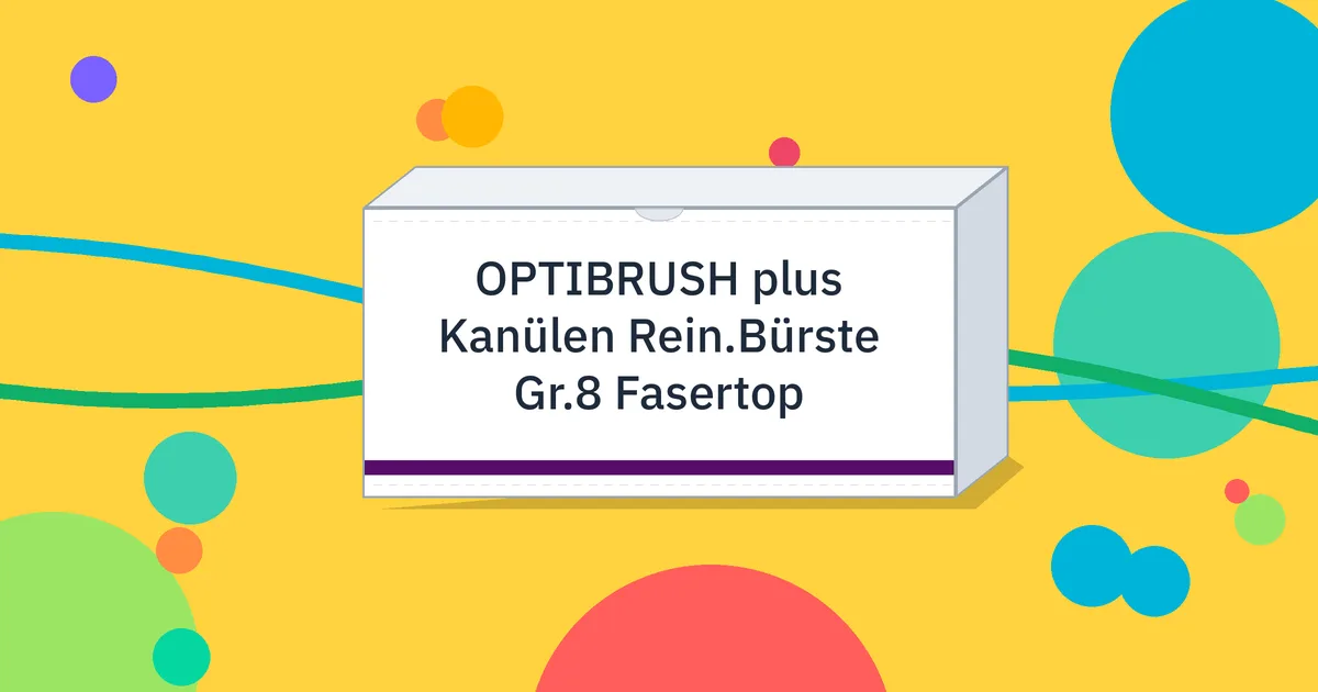Symbolbild: Packung mit der Aufschrift OPTIBRUSH plus Kanülen Rein.Bürste Gr.8 Fasertop (PZN 11579902) – Verfügbarkeit und Bezug in Apotheken in Frankfurt am Main