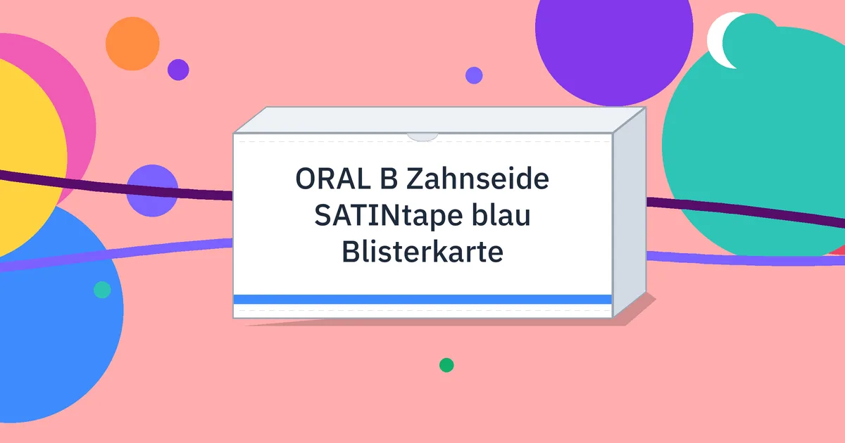 Symbolbild: Packung mit der Aufschrift ORAL B Zahnseide SATINtape blau Blisterkarte (PZN 02516050) – Verfügbarkeit und Bezug in Apotheken in Frankfurt am Main
