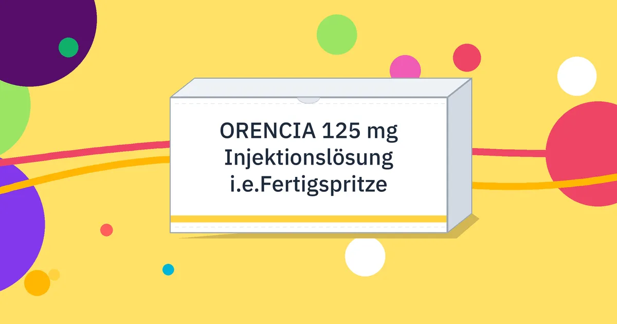 Symbolbild: Packung mit der Aufschrift ORENCIA 125 mg Injektionslösung i.e.Fertigspritze (PZN 12561258) – Verfügbarkeit und Bezug in Apotheken in Frankfurt am Main