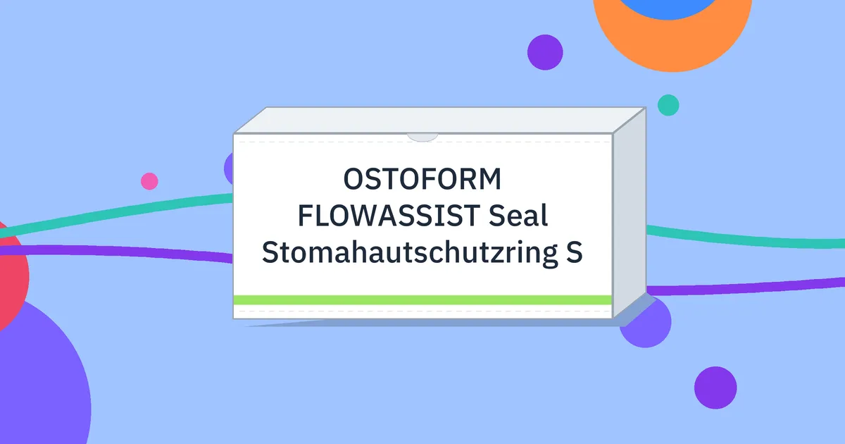 Symbolbild: Packung mit der Aufschrift OSTOFORM FLOWASSIST Seal Stomahautschutzring S (PZN 19288570) – Verfügbarkeit und Bezug in Apotheken in Frankfurt am Main