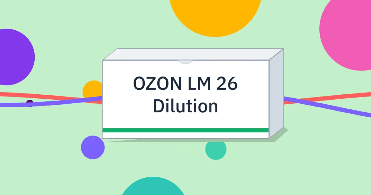 Symbolbild: Packung mit der Aufschrift OZON LM 26 Dilution (PZN 12974629) – Verfügbarkeit und Bezug in Apotheken in Frankfurt am Main