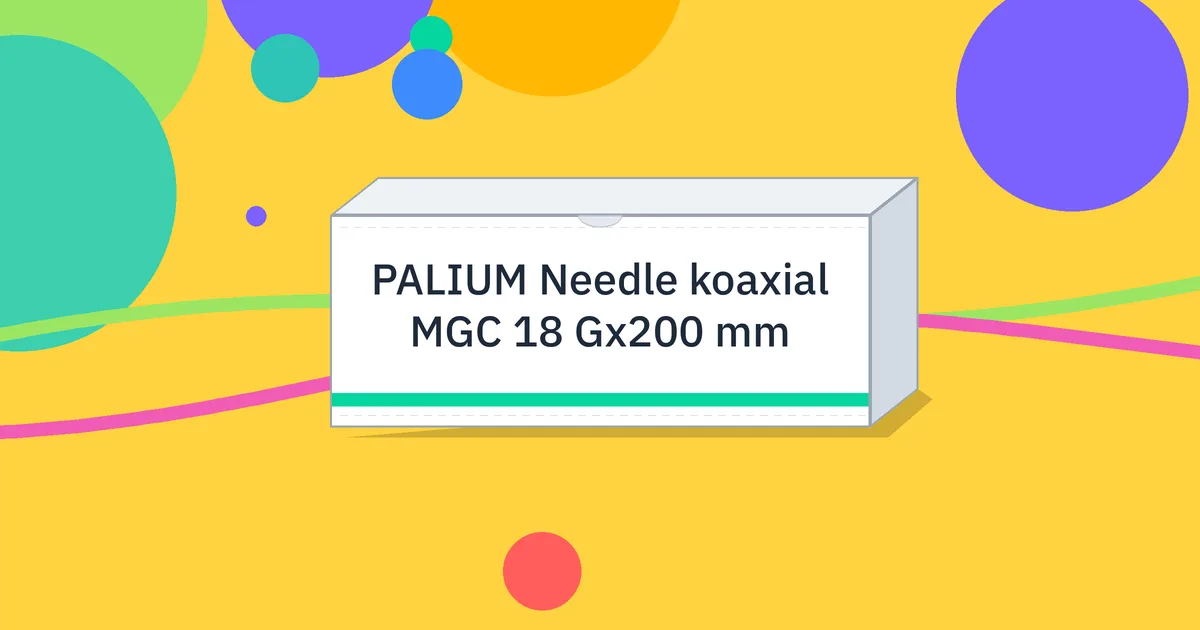Symbolbild: Packung mit der Aufschrift PALIUM Needle koaxial MGC 18 Gx200 mm (PZN 19734503) – Verfügbarkeit und Bezug in Apotheken in Frankfurt am Main