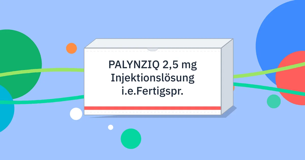 Symbolbild: Packung mit der Aufschrift PALYNZIQ 2,5 mg Injektionslösung i.e.Fertigspr. (PZN 15270099) – Verfügbarkeit und Bezug in Apotheken in Frankfurt am Main
