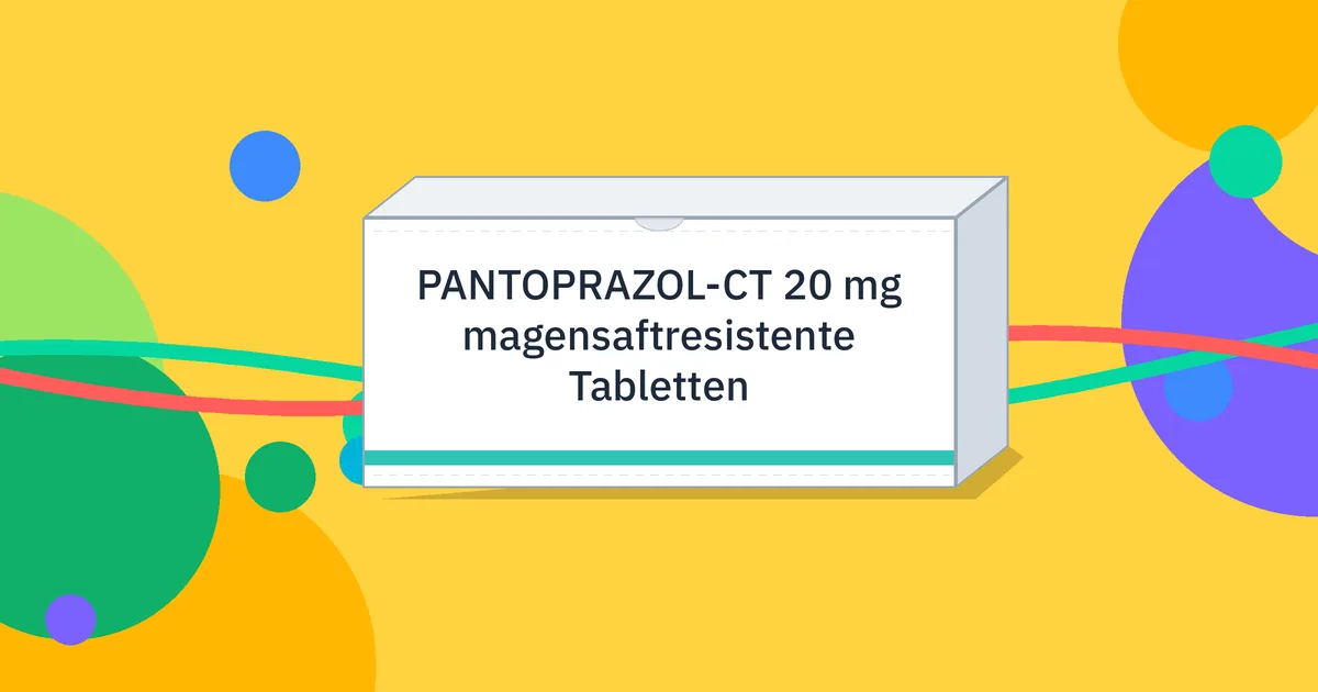 Symbolbild: Packung mit der Aufschrift PANTOPRAZOL-CT 20 mg magensaftresistente Tabletten (PZN 01264066) – Verfügbarkeit und Bezug in Apotheken in Frankfurt am Main