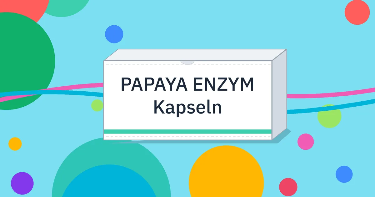 Symbolbild: Packung mit der Aufschrift PAPAYA ENZYM Kapseln (PZN 01232600) – Verfügbarkeit und Bezug in Apotheken in Frankfurt am Main