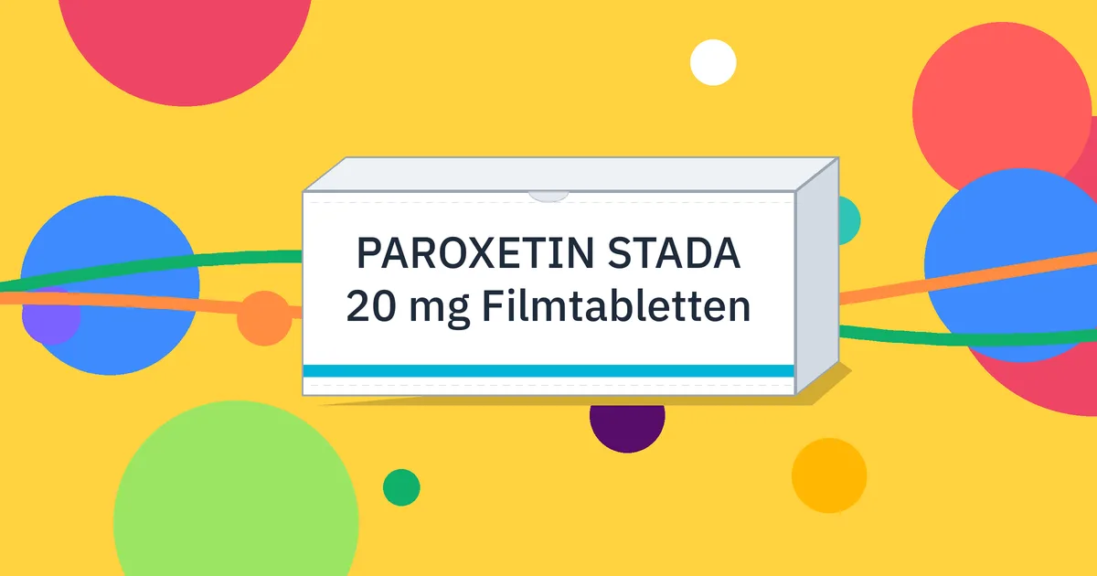 Symbolbild: Packung mit der Aufschrift PAROXETIN STADA 20 mg Filmtabletten (PZN 02507482) – Verfügbarkeit und Bezug in Apotheken in Frankfurt am Main