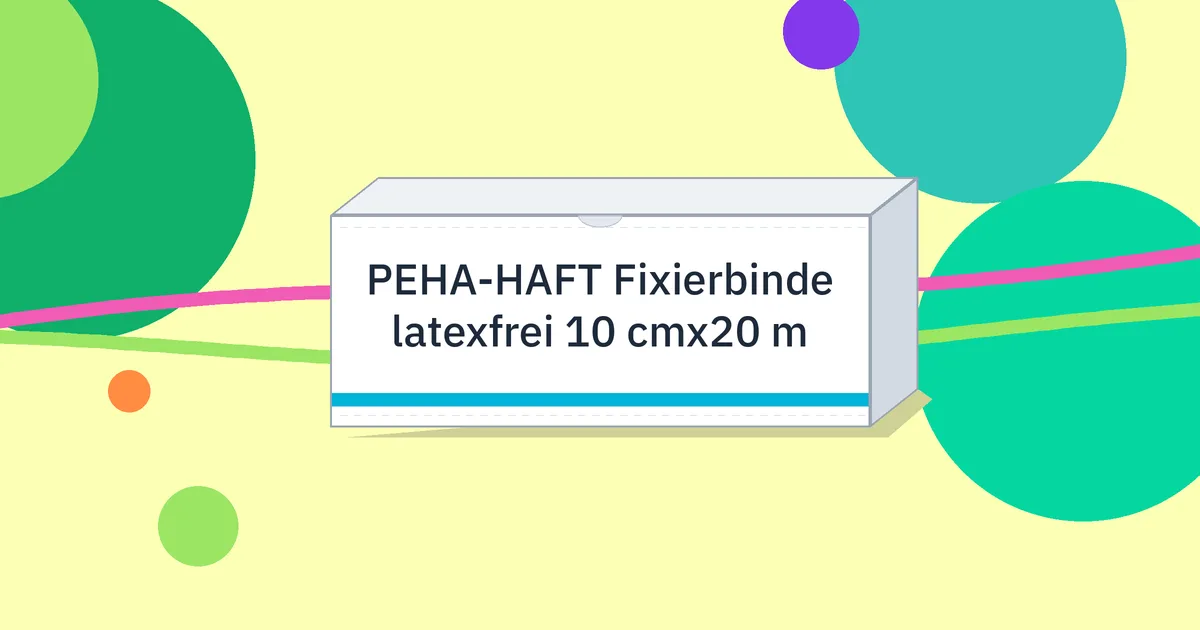 Symbolbild: Packung mit der Aufschrift PEHA-HAFT Fixierbinde latexfrei 10 cmx20 m (PZN 15615285) – Verfügbarkeit und Bezug in Apotheken in Frankfurt am Main