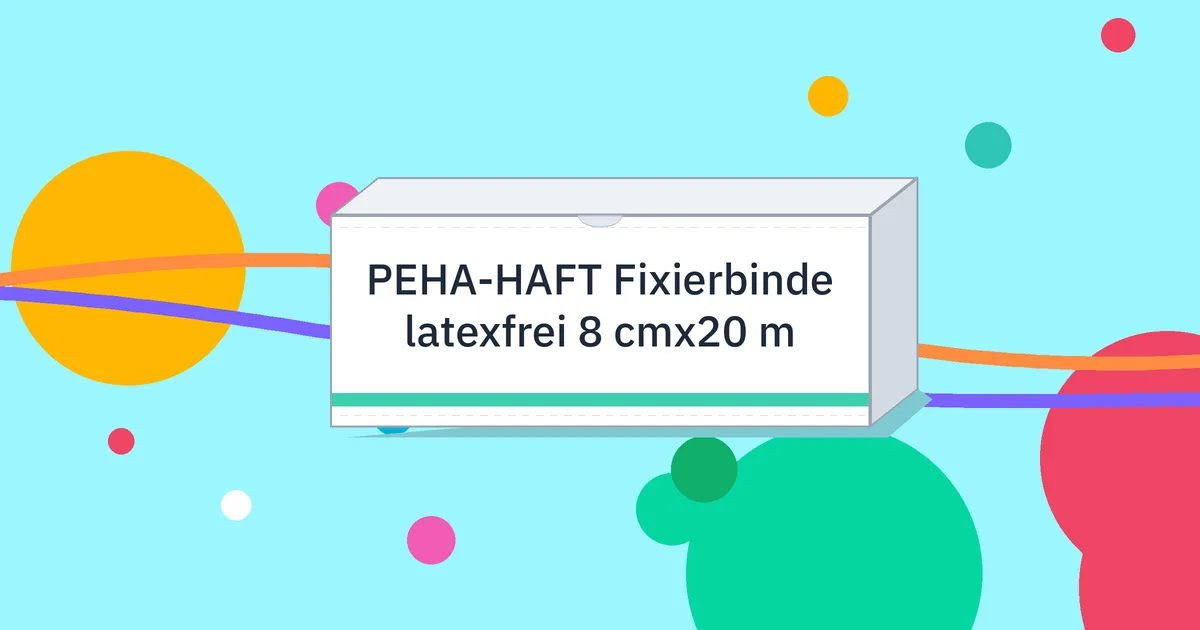 Symbolbild: Packung mit der Aufschrift PEHA-HAFT Fixierbinde latexfrei 8 cmx20 m (PZN 13745457) – Verfügbarkeit und Bezug in Apotheken in Frankfurt am Main