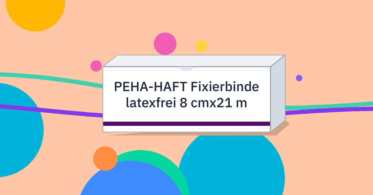 Symbolbild: Packung mit der Aufschrift PEHA-HAFT Fixierbinde latexfrei 8 cmx21 m (PZN 18680969) – Verfügbarkeit und Bezug in Apotheken in Frankfurt am Main