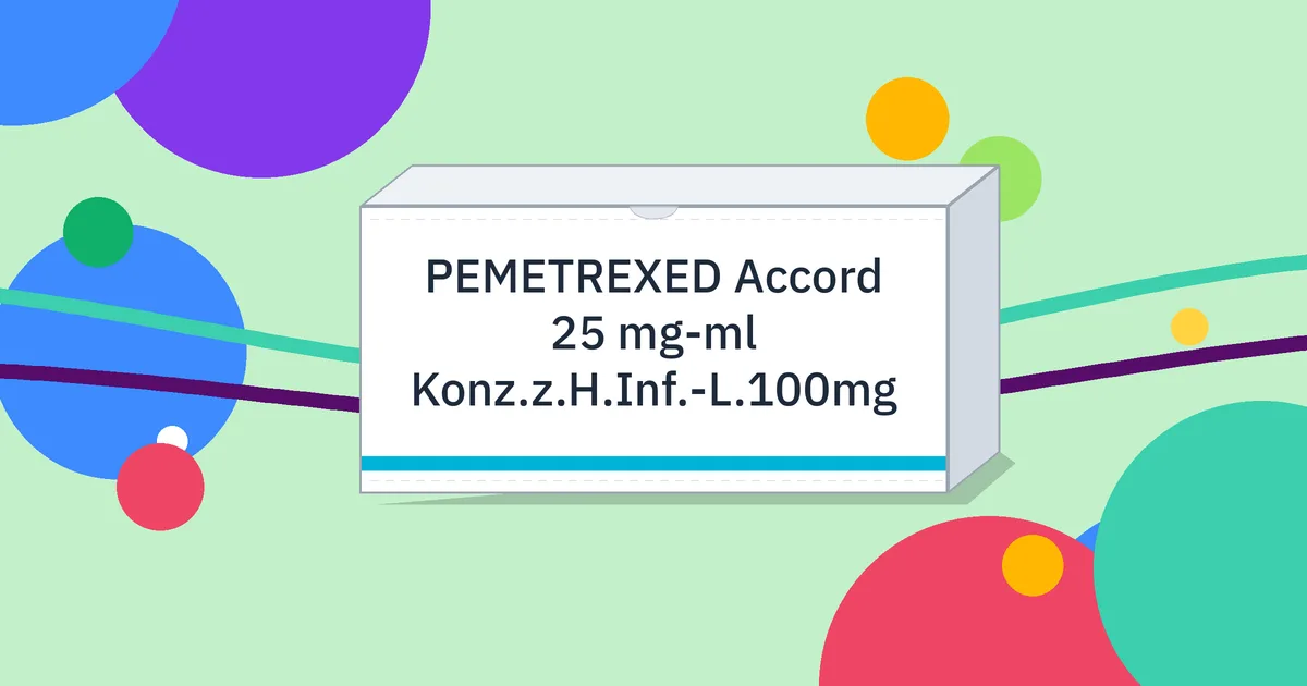 Symbolbild: Packung mit der Aufschrift PEMETREXED Accord 25 mg-ml Konz.z.H.Inf.-L.100mg (PZN 16910767) – Verfügbarkeit und Bezug in Apotheken in Frankfurt am Main