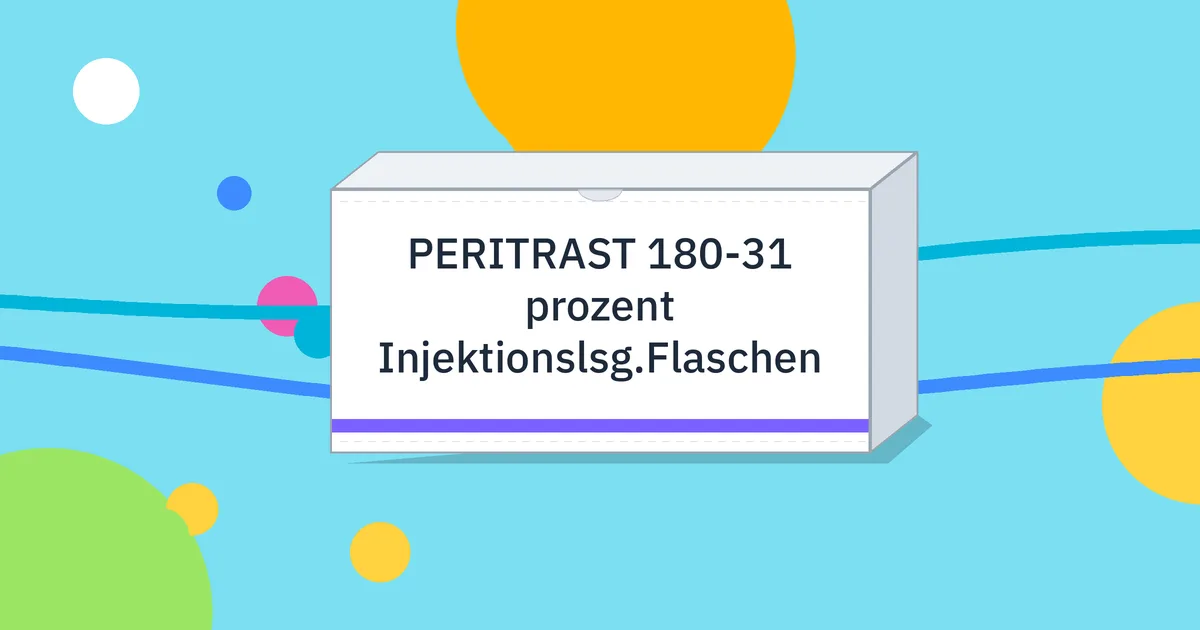Symbolbild: Packung mit der Aufschrift PERITRAST 180-31 prozent Injektionslsg.Flaschen (PZN 02005935) – Verfügbarkeit und Bezug in Apotheken in Frankfurt am Main