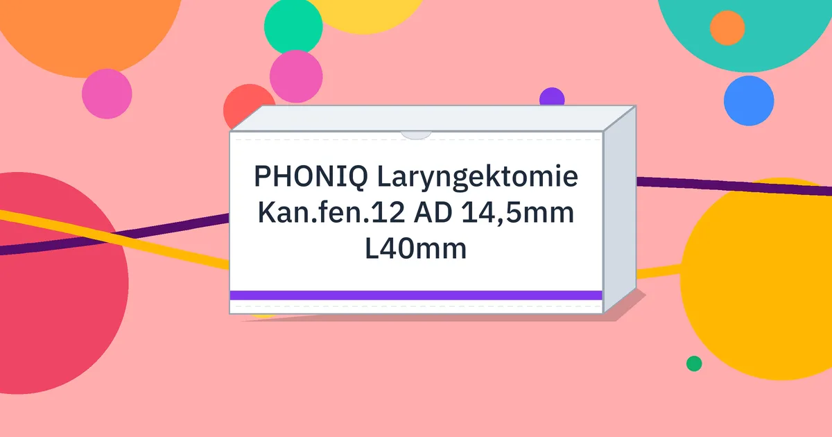 Symbolbild: Packung mit der Aufschrift PHONIQ Laryngektomie Kan.fen.12 AD 14,5mm L40mm (PZN 17381940) – Verfügbarkeit und Bezug in Apotheken in Frankfurt am Main