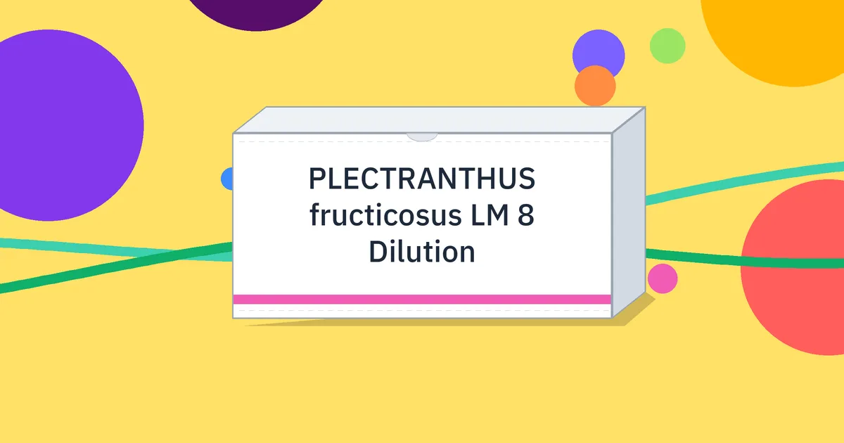 Symbolbild: Packung mit der Aufschrift PLECTRANTHUS fructicosus LM 8 Dilution (PZN 13648470) – Verfügbarkeit und Bezug in Apotheken in Frankfurt am Main