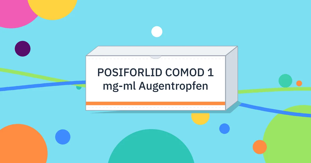 Symbolbild: Packung mit der Aufschrift POSIFORLID COMOD 1 mg-ml Augentropfen (PZN 13414803) – Verfügbarkeit und Bezug in Apotheken in Frankfurt am Main