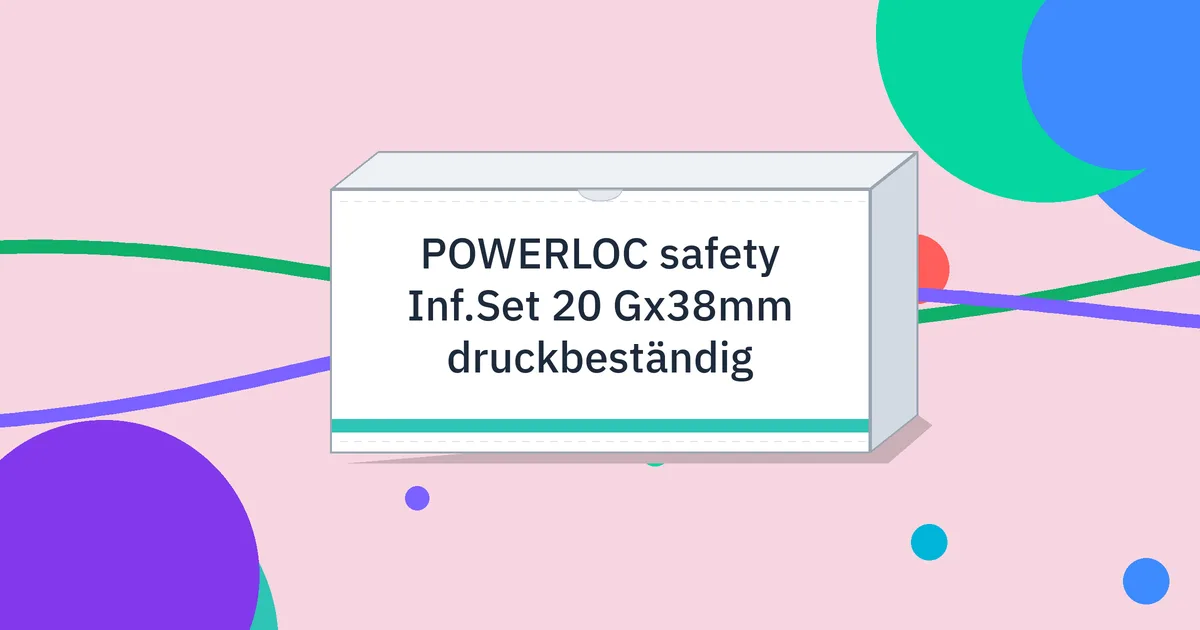 Symbolbild: Packung mit der Aufschrift POWERLOC safety Inf.Set 20 Gx38mm druckbeständig (PZN 18816707) – Verfügbarkeit und Bezug in Apotheken in Frankfurt am Main