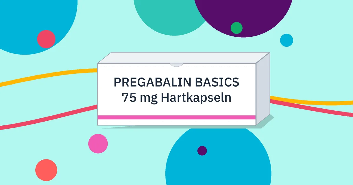 Symbolbild: Packung mit der Aufschrift PREGABALIN BASICS 75 mg Hartkapseln (PZN 11172342) – Verfügbarkeit und Bezug in Apotheken in Frankfurt am Main