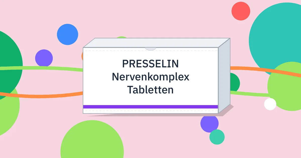 Symbolbild: Packung mit der Aufschrift PRESSELIN Nervenkomplex Tabletten (PZN 06679636) – Verfügbarkeit und Bezug in Apotheken in Frankfurt am Main