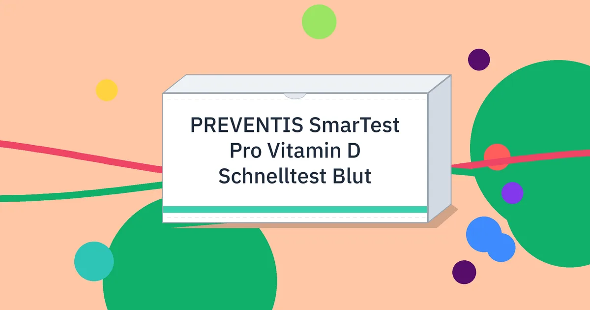 Symbolbild: Packung mit der Aufschrift PREVENTIS SmarTest Pro Vitamin D Schnelltest Blut (PZN 18100015) – Verfügbarkeit und Bezug in Apotheken in Frankfurt am Main