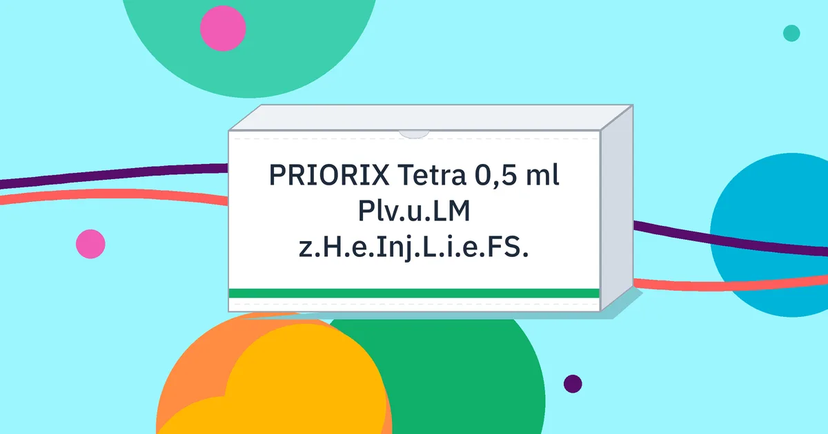 Symbolbild: Packung mit der Aufschrift PRIORIX Tetra 0,5 ml Plv.u.LM z.H.e.Inj.L.i.e.FS. (PZN 03754656) – Verfügbarkeit und Bezug in Apotheken in Frankfurt am Main