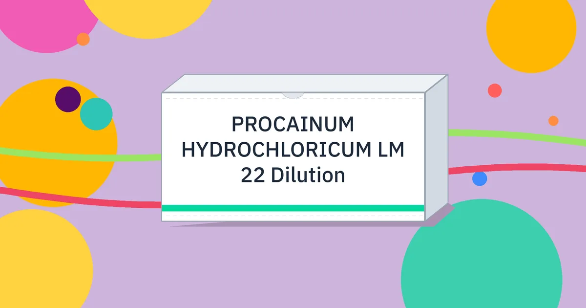Symbolbild: Packung mit der Aufschrift PROCAINUM HYDROCHLORICUM LM 22 Dilution (PZN 13668550) – Verfügbarkeit und Bezug in Apotheken in Frankfurt am Main