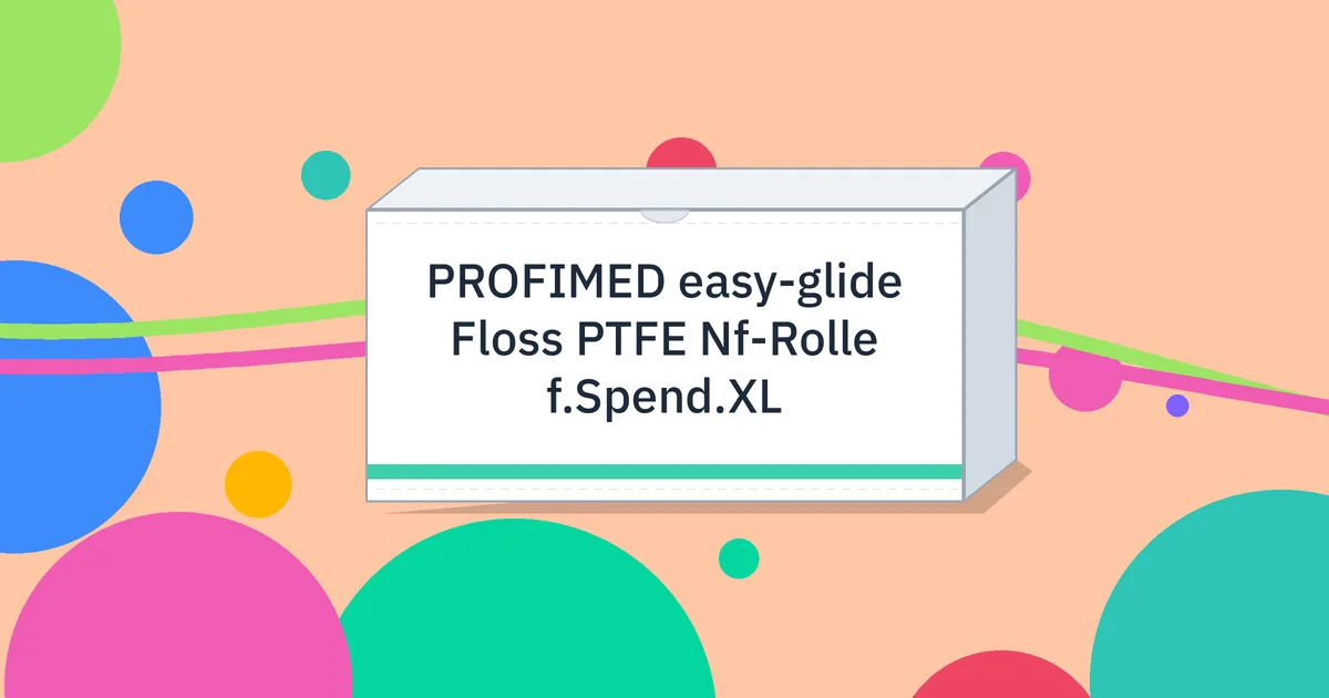 Symbolbild: Packung mit der Aufschrift PROFIMED easy-glide Floss PTFE Nf-Rolle f.Spend.XL (PZN 16588780) – Verfügbarkeit und Bezug in Apotheken in Frankfurt am Main