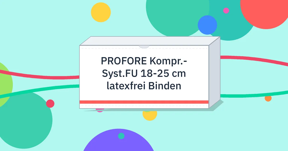 Symbolbild: Packung mit der Aufschrift PROFORE Kompr.-Syst.FU 18-25 cm latexfrei Binden (PZN 17909401) – Verfügbarkeit und Bezug in Apotheken in Frankfurt am Main