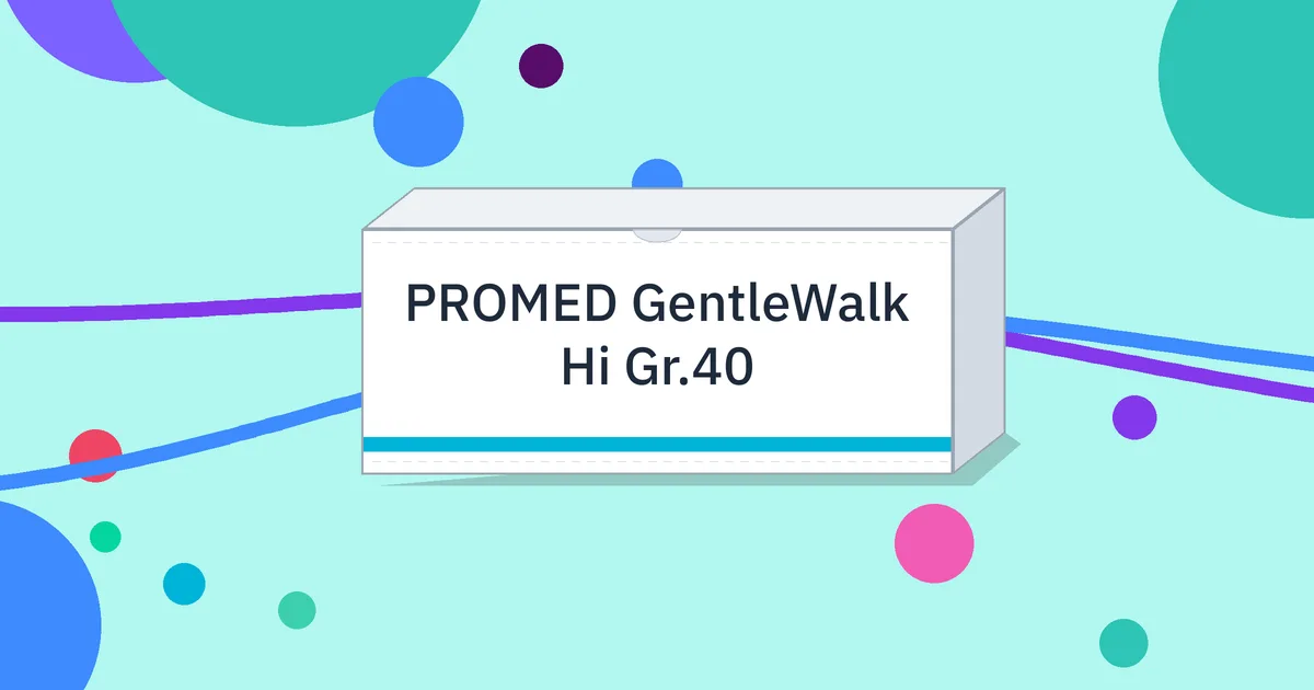 Symbolbild: Packung mit der Aufschrift PROMED GentleWalk Hi Gr.40 (PZN 07294298) – Verfügbarkeit und Bezug in Apotheken in Frankfurt am Main