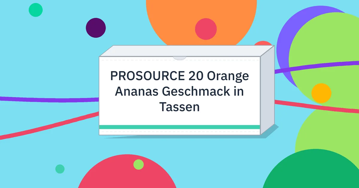Symbolbild: Packung mit der Aufschrift PROSOURCE 20 Orange Ananas Geschmack in Tassen (PZN 20387047) – Verfügbarkeit und Bezug in Apotheken in Frankfurt am Main