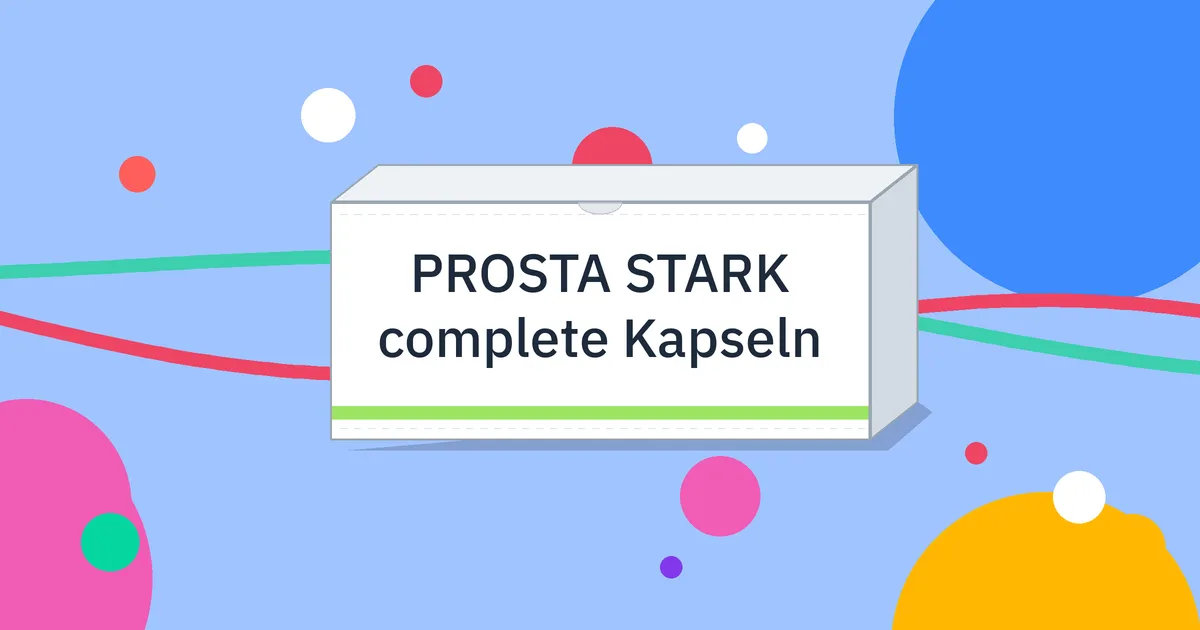 Symbolbild: Packung mit der Aufschrift PROSTA STARK complete Kapseln (PZN 18373888) – Verfügbarkeit und Bezug in Apotheken in Frankfurt am Main