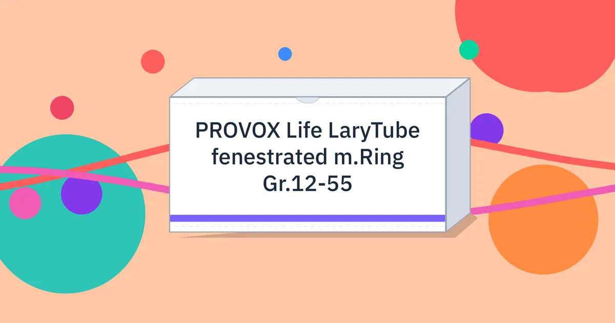 Symbolbild: Packung mit der Aufschrift PROVOX Life LaryTube fenestrated m.Ring Gr.12-55 (PZN 19625599) – Verfügbarkeit und Bezug in Apotheken in Frankfurt am Main