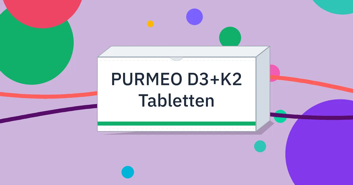 Symbolbild: Packung mit der Aufschrift PURMEO D3+K2 Tabletten (PZN 18303008) – Verfügbarkeit und Bezug in Apotheken in Frankfurt am Main