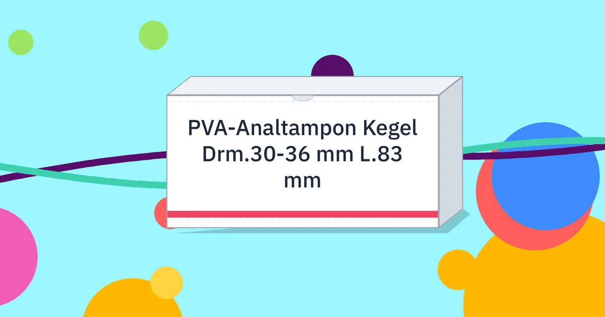 Symbolbild: Packung mit der Aufschrift PVA-Analtampon Kegel Drm.30-36 mm L.83 mm (PZN 12551573) – Verfügbarkeit und Bezug in Apotheken in Frankfurt am Main