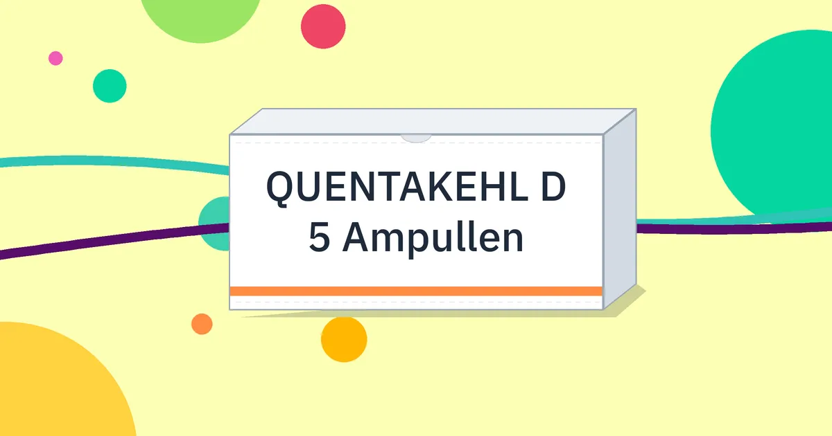 Symbolbild: Packung mit der Aufschrift QUENTAKEHL D 5 Ampullen (PZN 04457009) – Verfügbarkeit und Bezug in Apotheken in Frankfurt am Main