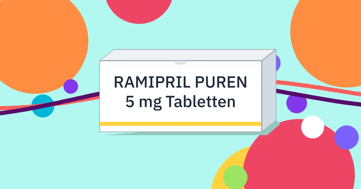 Symbolbild: Packung mit der Aufschrift RAMIPRIL PUREN 5 mg Tabletten (PZN 09313249) – Verfügbarkeit und Bezug in Apotheken in Frankfurt am Main
