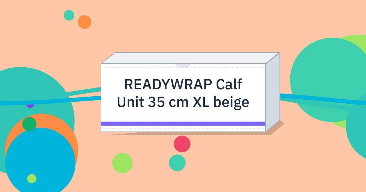 Symbolbild: Packung mit der Aufschrift READYWRAP Calf Unit 35 cm XL beige (PZN 16566672) – Verfügbarkeit und Bezug in Apotheken in Frankfurt am Main