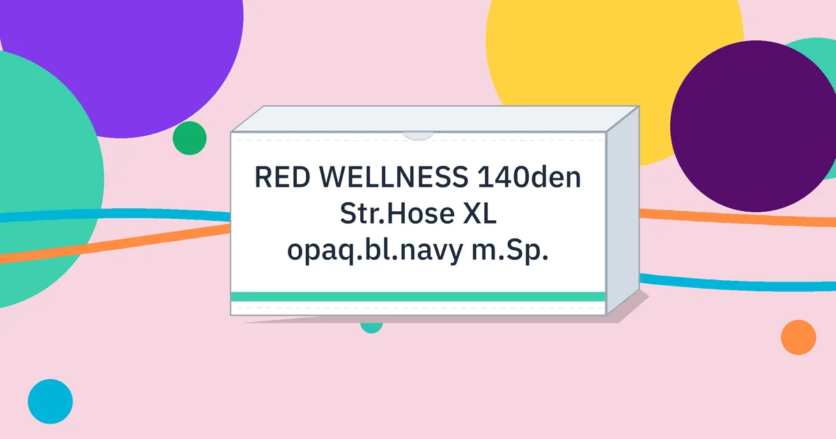 Symbolbild: Packung mit der Aufschrift RED WELLNESS 140den Str.Hose XL opaq.bl.navy m.Sp. (PZN 16176221) – Verfügbarkeit und Bezug in Apotheken in Frankfurt am Main