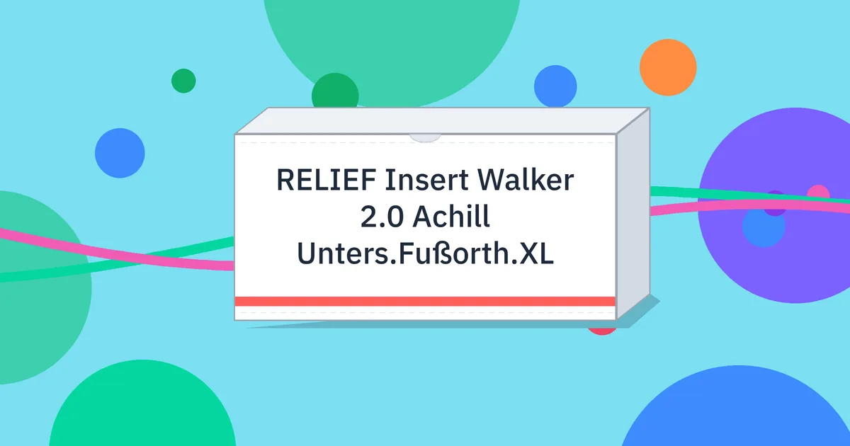 Symbolbild: Packung mit der Aufschrift RELIEF Insert Walker 2.0 Achill Unters.Fußorth.XL (PZN 18090311) – Verfügbarkeit und Bezug in Apotheken in Frankfurt am Main