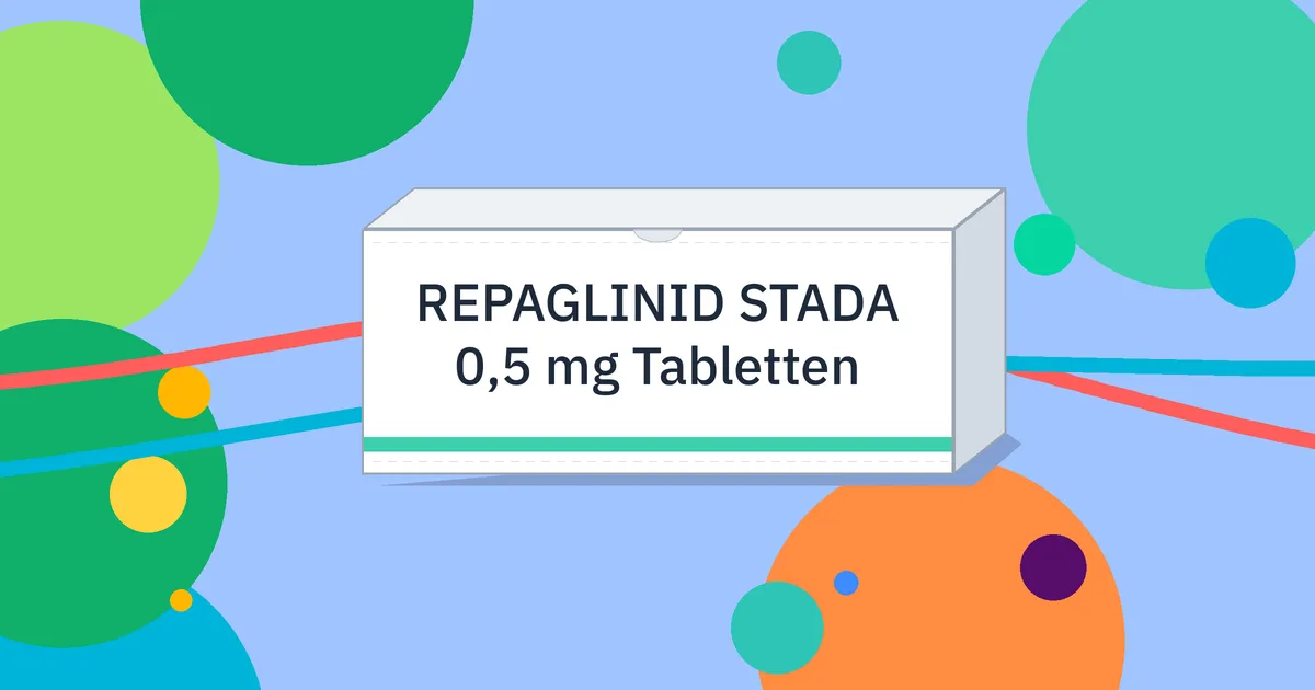Symbolbild: Packung mit der Aufschrift REPAGLINID STADA 0,5 mg Tabletten (PZN 05466217) – Verfügbarkeit und Bezug in Apotheken in Frankfurt am Main