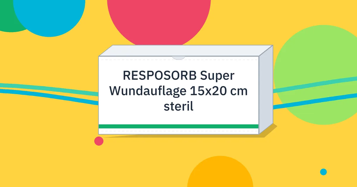 Symbolbild: Packung mit der Aufschrift RESPOSORB Super Wundauflage 15x20 cm steril (PZN 12484730) – Verfügbarkeit und Bezug in Apotheken in Frankfurt am Main