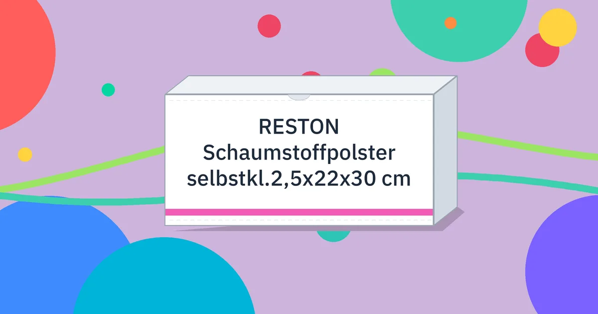 Symbolbild: Packung mit der Aufschrift RESTON Schaumstoffpolster selbstkl.2,5x22x30 cm (PZN 16016575) – Verfügbarkeit und Bezug in Apotheken in Frankfurt am Main