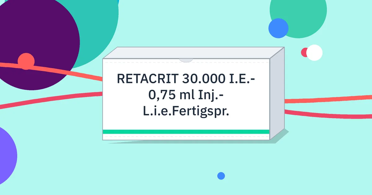 Symbolbild: Packung mit der Aufschrift RETACRIT 30.000 I.E.-0,75 ml Inj.-L.i.e.Fertigspr. (PZN 13892514) – Verfügbarkeit und Bezug in Apotheken in Frankfurt am Main
