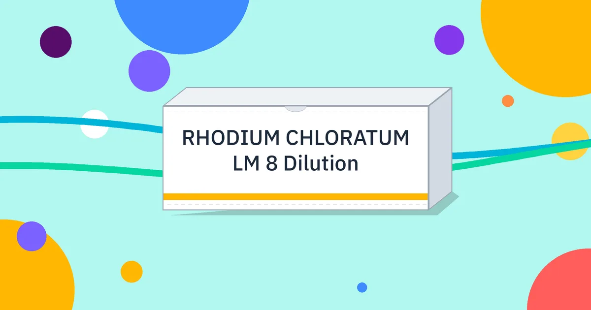 Symbolbild: Packung mit der Aufschrift RHODIUM CHLORATUM LM 8 Dilution (PZN 13049893) – Verfügbarkeit und Bezug in Apotheken in Frankfurt am Main